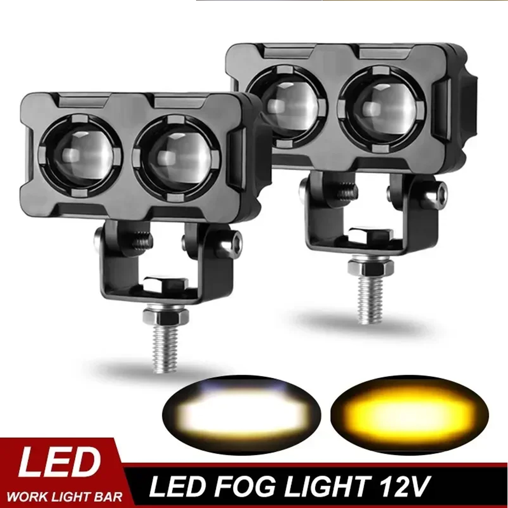 Motorcycle Led Fog Lights Atv Driving Fog Light Dual Color Work Light
