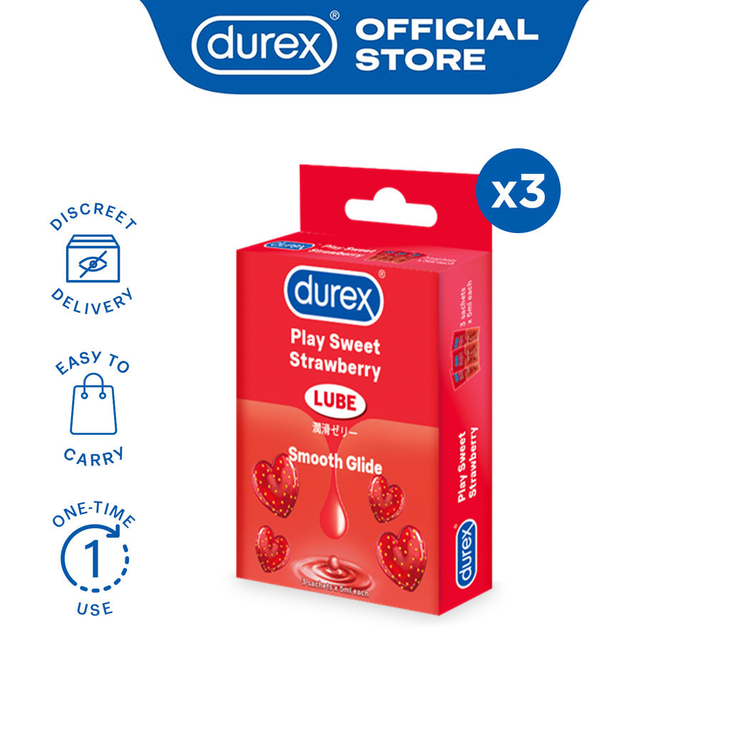 Durex Play Sweet Strawberry Lube, Water-Based Intimate Lubricant Sachet ...