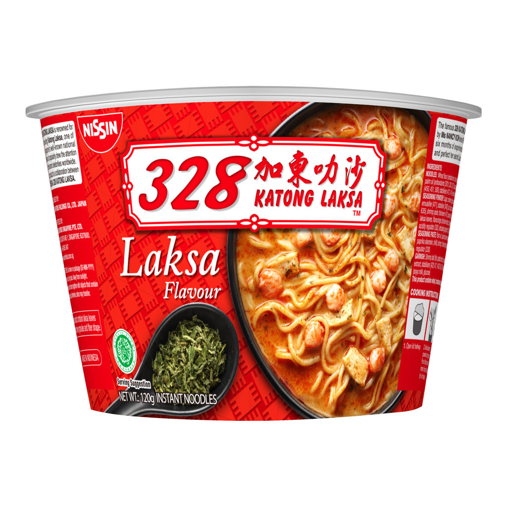 [Carton] Nissin 328 Katong Laksa Bowl Laksa Flavour (18x120g) | Shopee ...