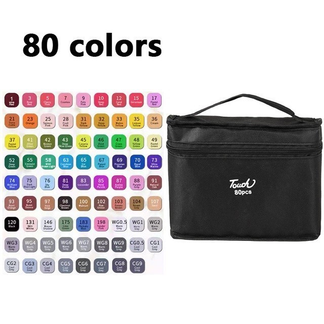 80 Color Marker Pen Alcohol Marker Pen Set Touch Marker Highlighter Set ...