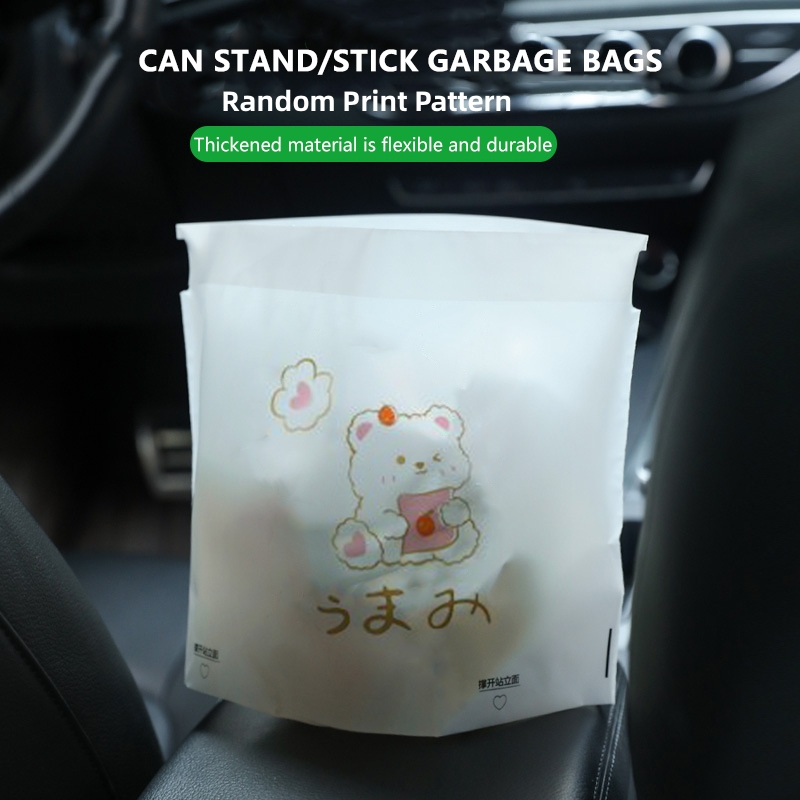 50pcs Random Printing Sticky Plastic Storage Bag Car Trash Bag Desktop ...