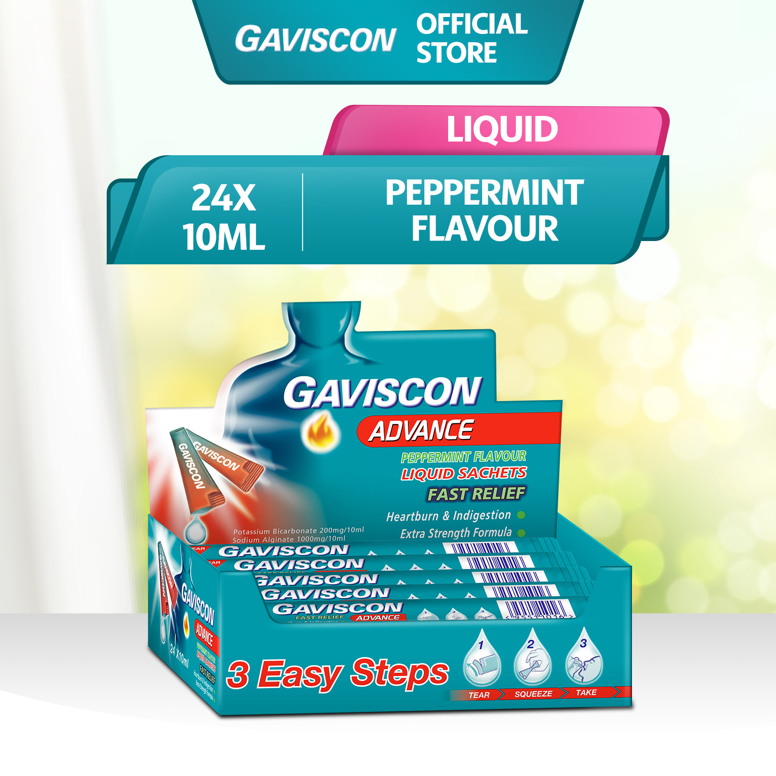 Gaviscon Advanced Liquid Sachet - Extra Strength Formula for Heartburn ...