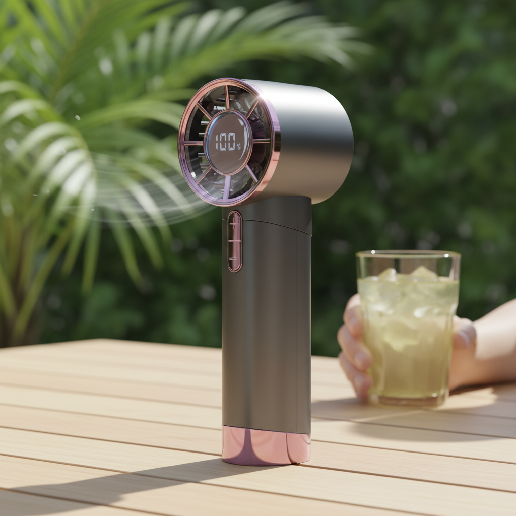 Rechargeable 8000mAh Brushless Motor Turbo Mini Fan 16m/s Wind Speed Instant Cooling Fan ...