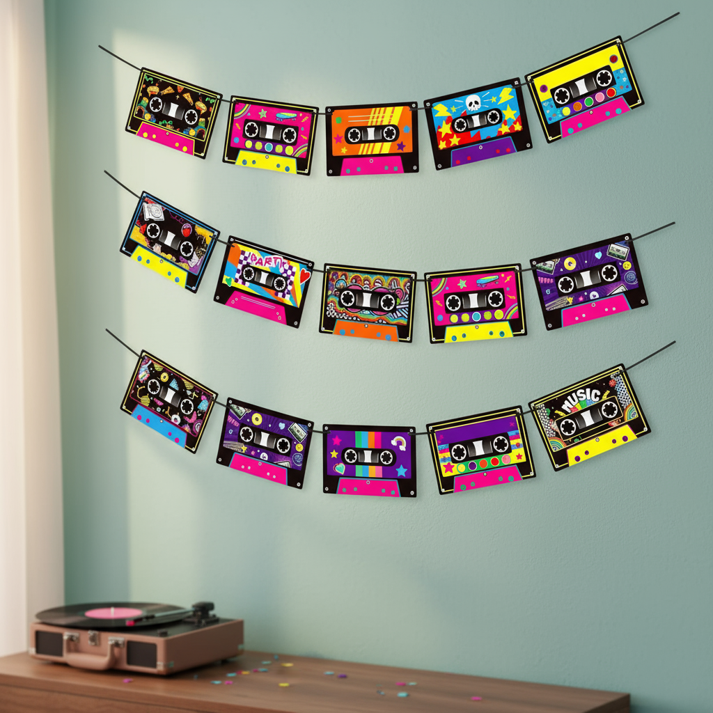 Retro Cassette Player & Radio Cutout Banner Party Decorations | Shopee ...