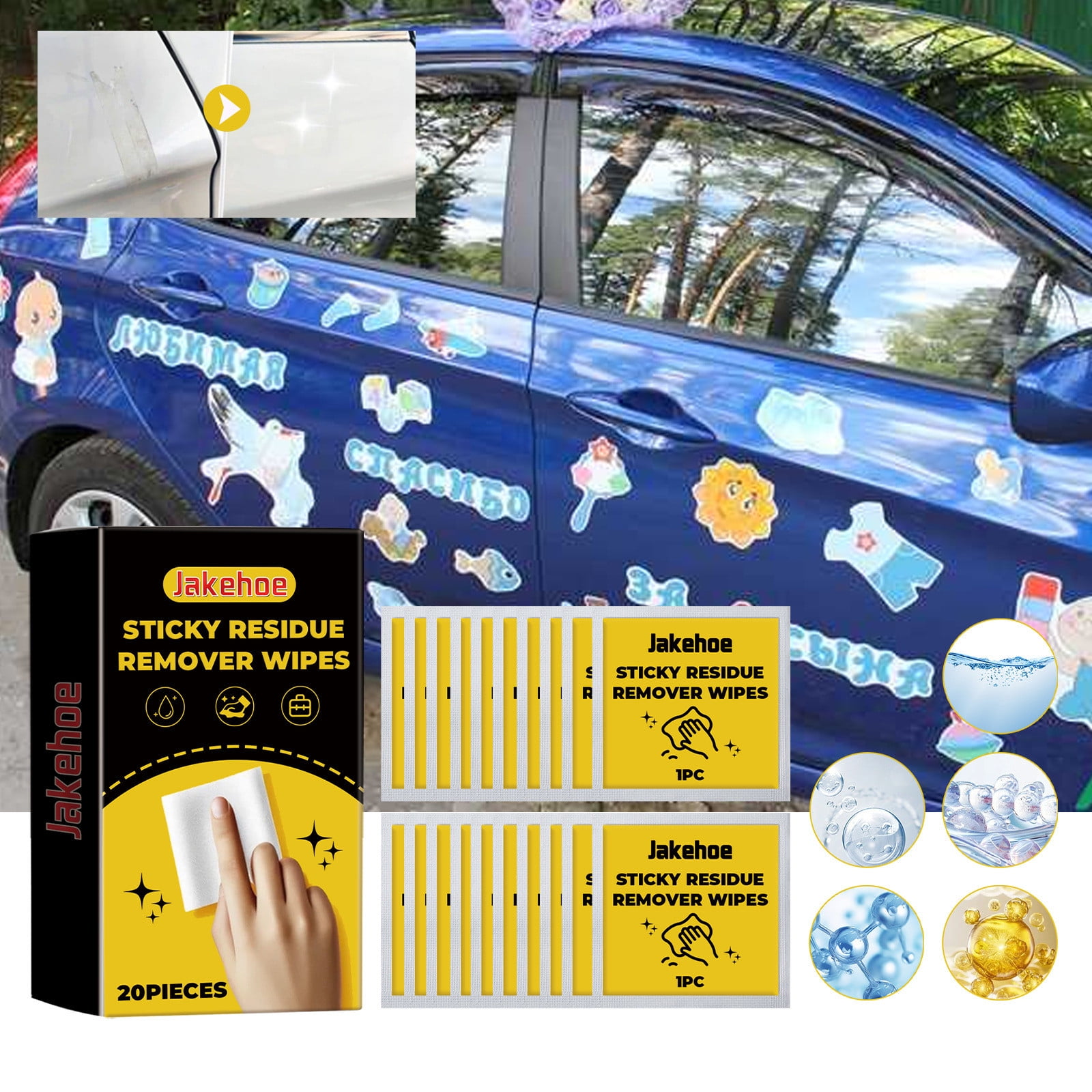 Sticky Residue Remover Wipes 20-Pack, Non-Streaking for Glue & Adhesive ...