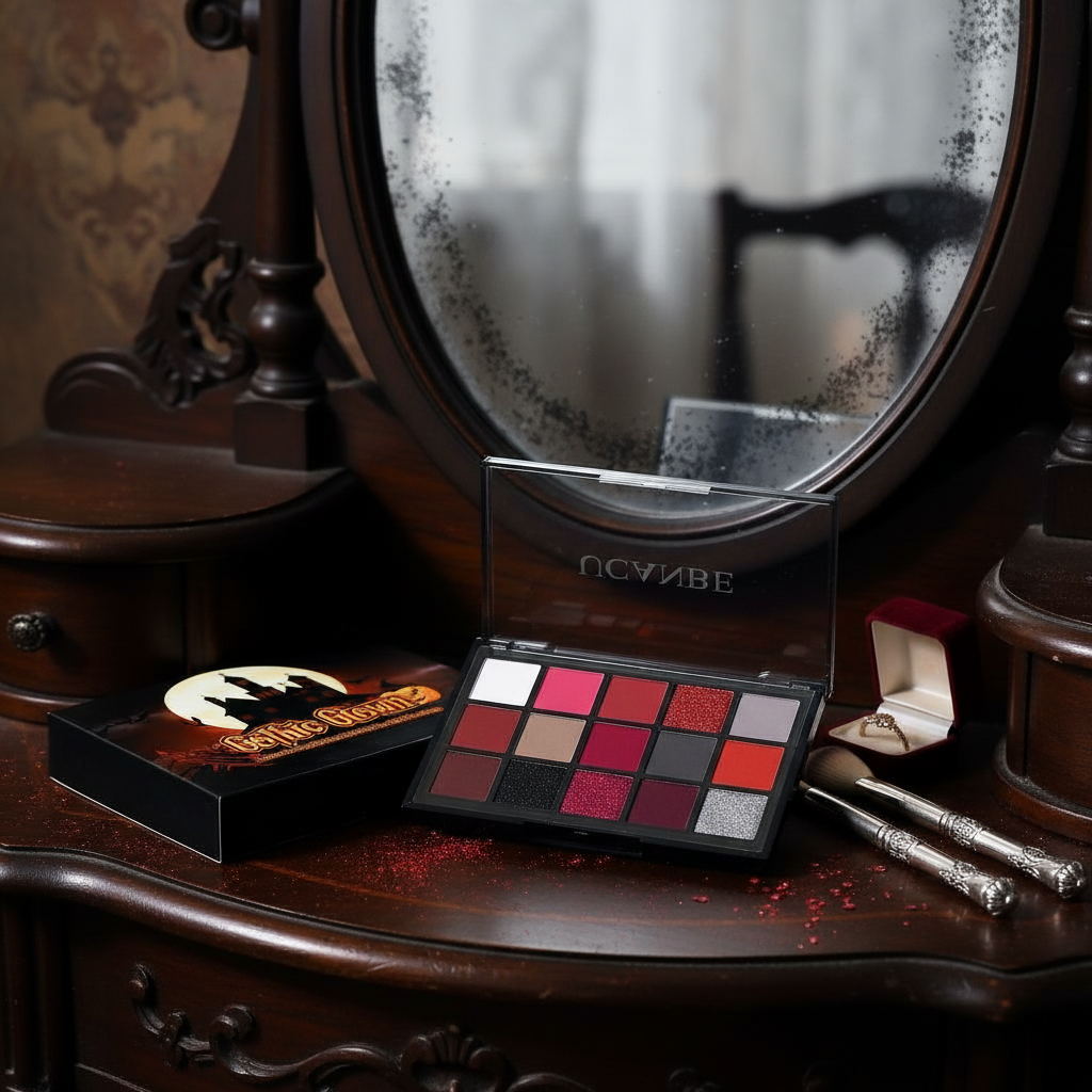 UCANBE Red Vampire Eyeshadow Palette, 15 Shades Burgundy Gray Silver ...