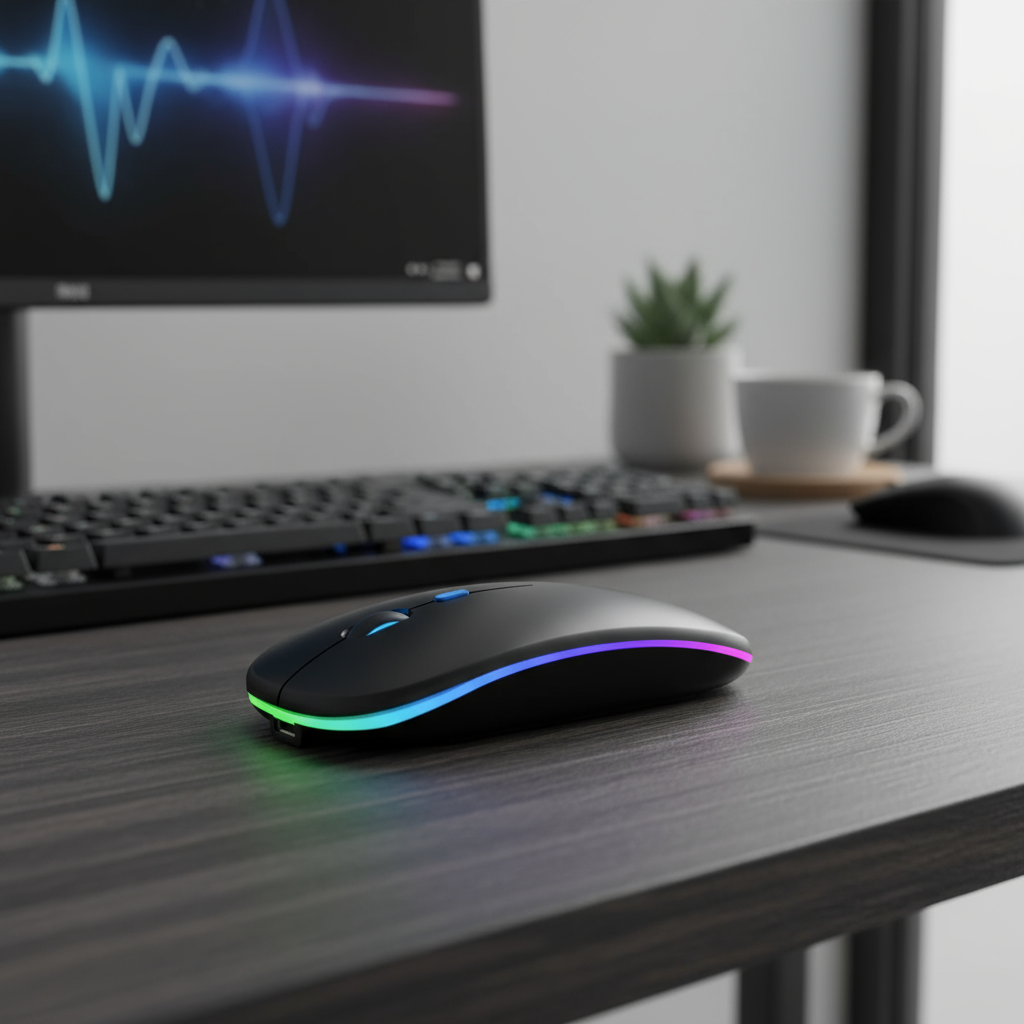 Ultra-Slim Wireless Rechargeable Mouse With LED Lights, BT & 2.4G Dual ...