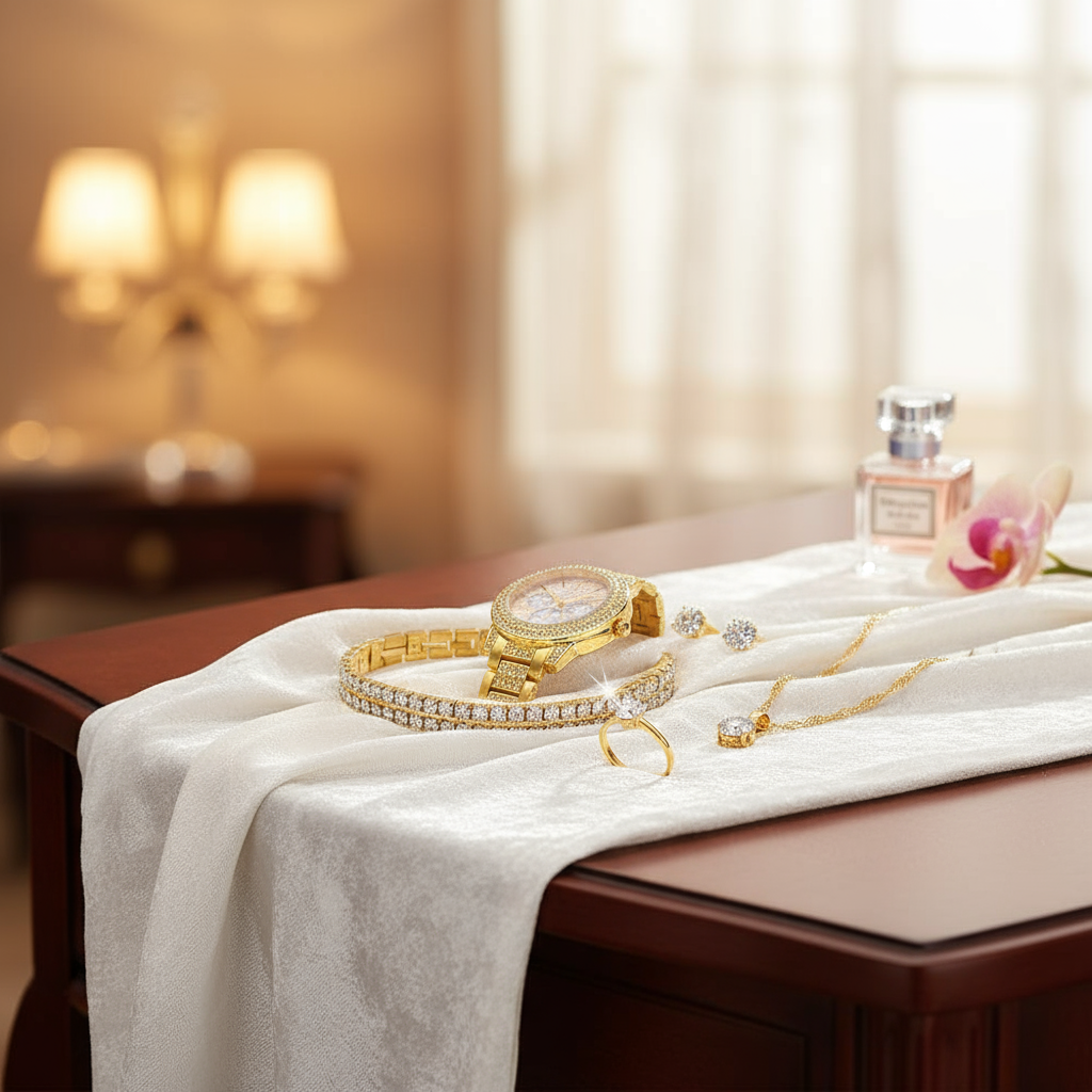 Set of 6 Women's Quartz Watches with Roma Dial, Crystal Detail, Alloy Band, Boxless | Shopee ...