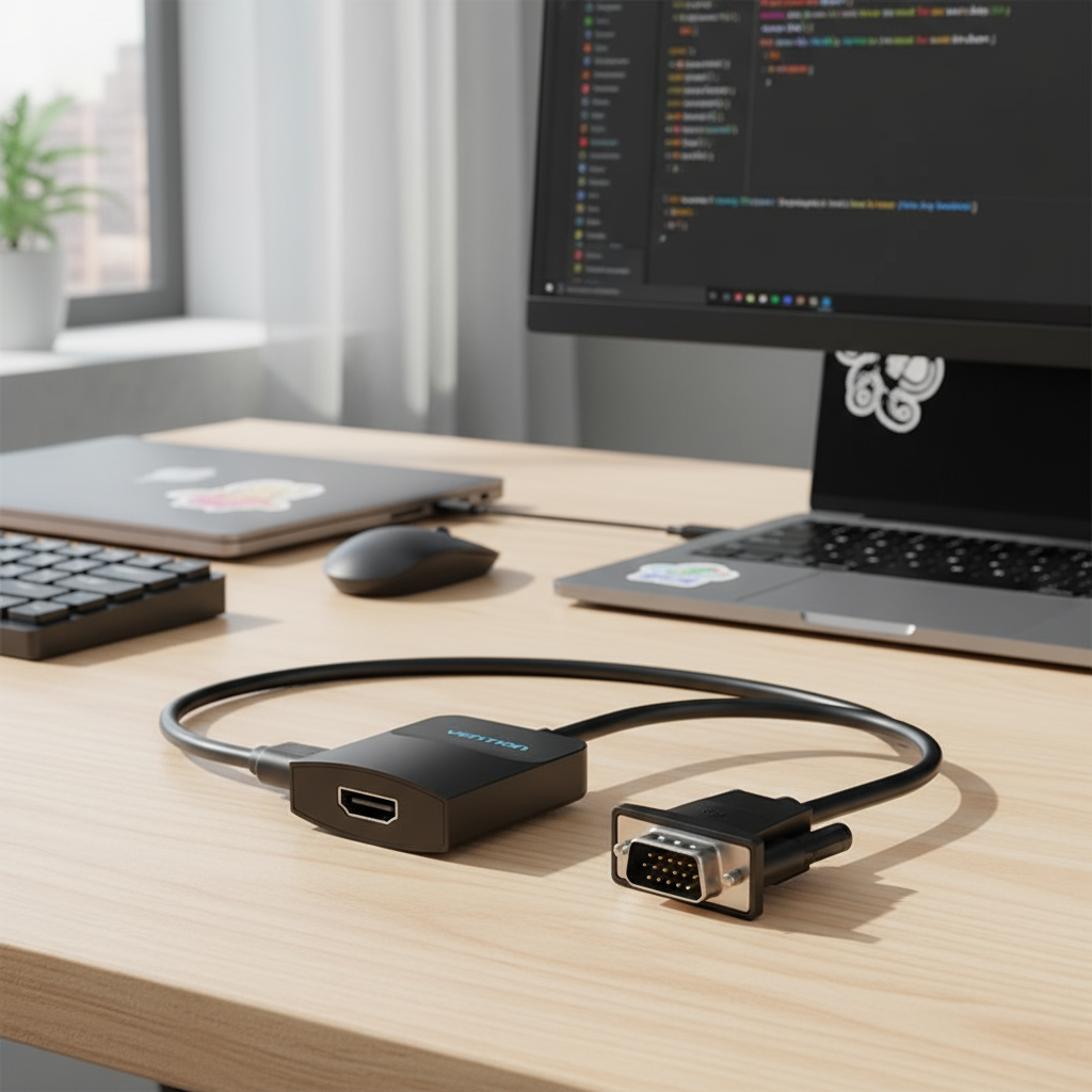 Vention VGA to HDMI 1080P HD Converter with 3.5mm Audio and Micro USB ...