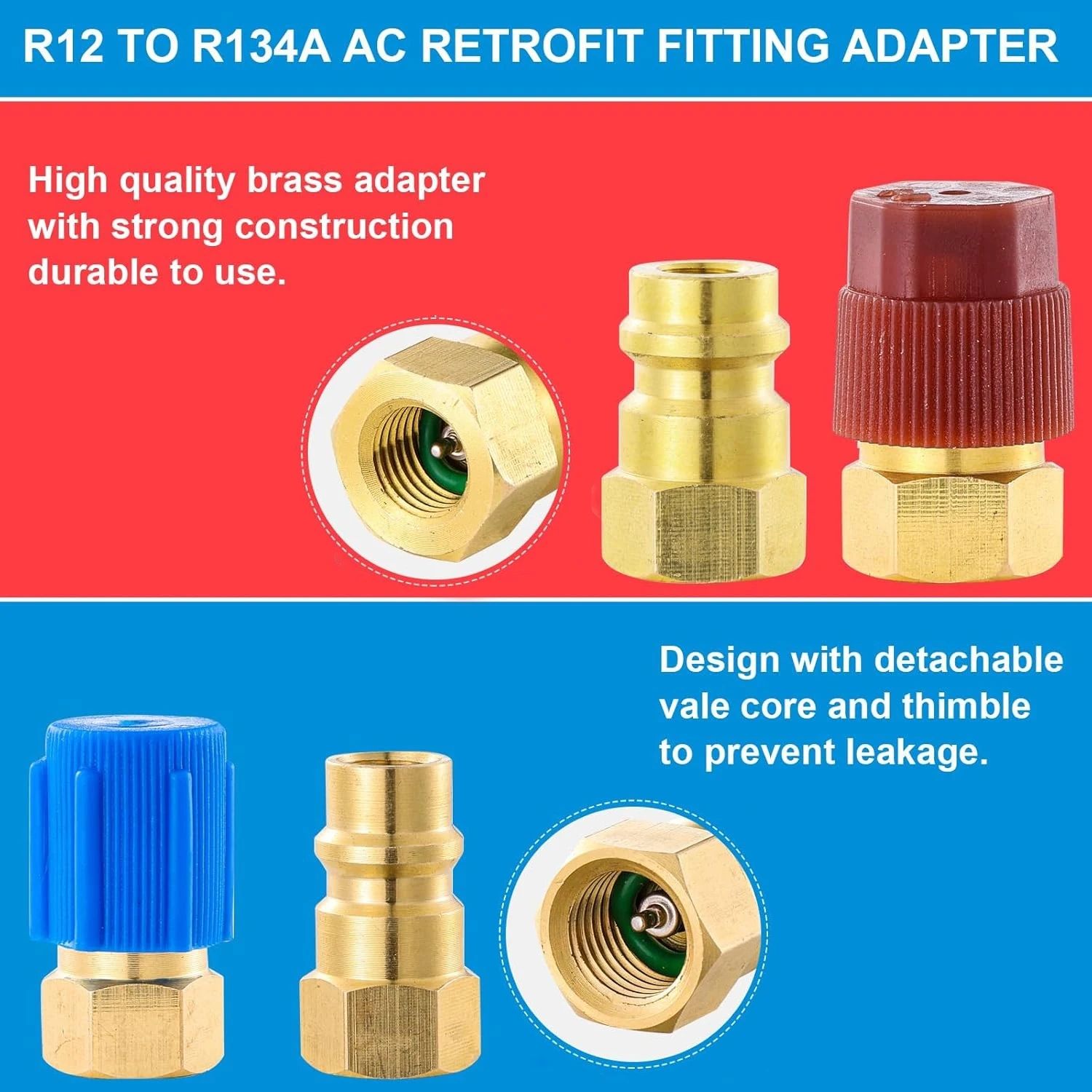 R12 to R134a Retrofit Adapter Kit, AC Conversion Set, High/Low Pressure ...