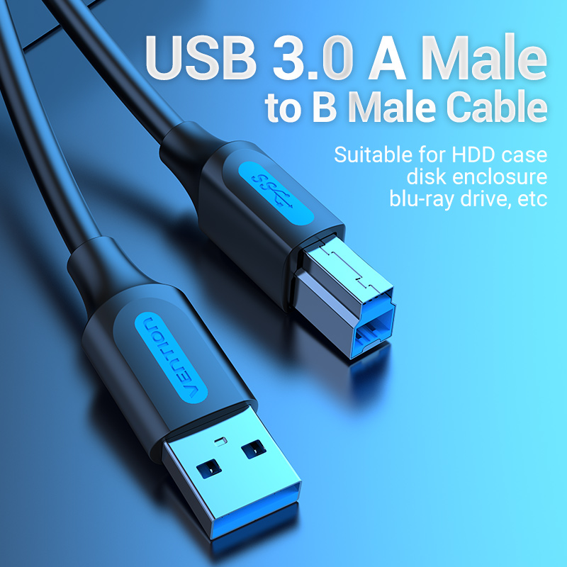 Vention USB 3.0 Cable Square Connector USB A to USB B Male to Male 2A ...