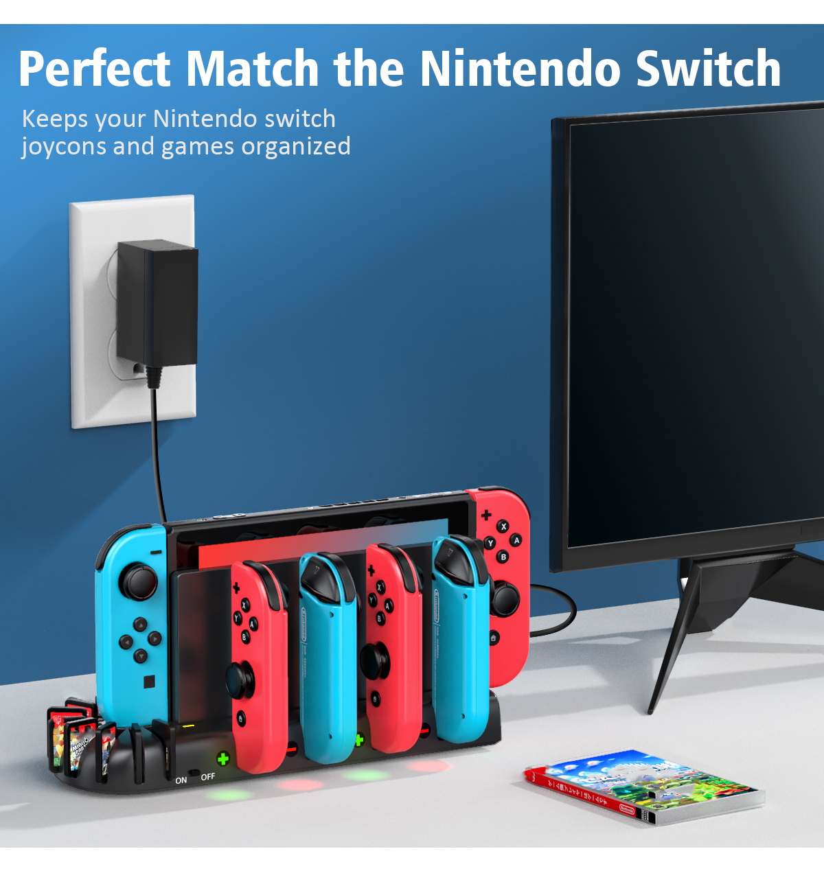 FOR Switch JOYCON Controller Charging Dock Station for Nintendo Switch ...