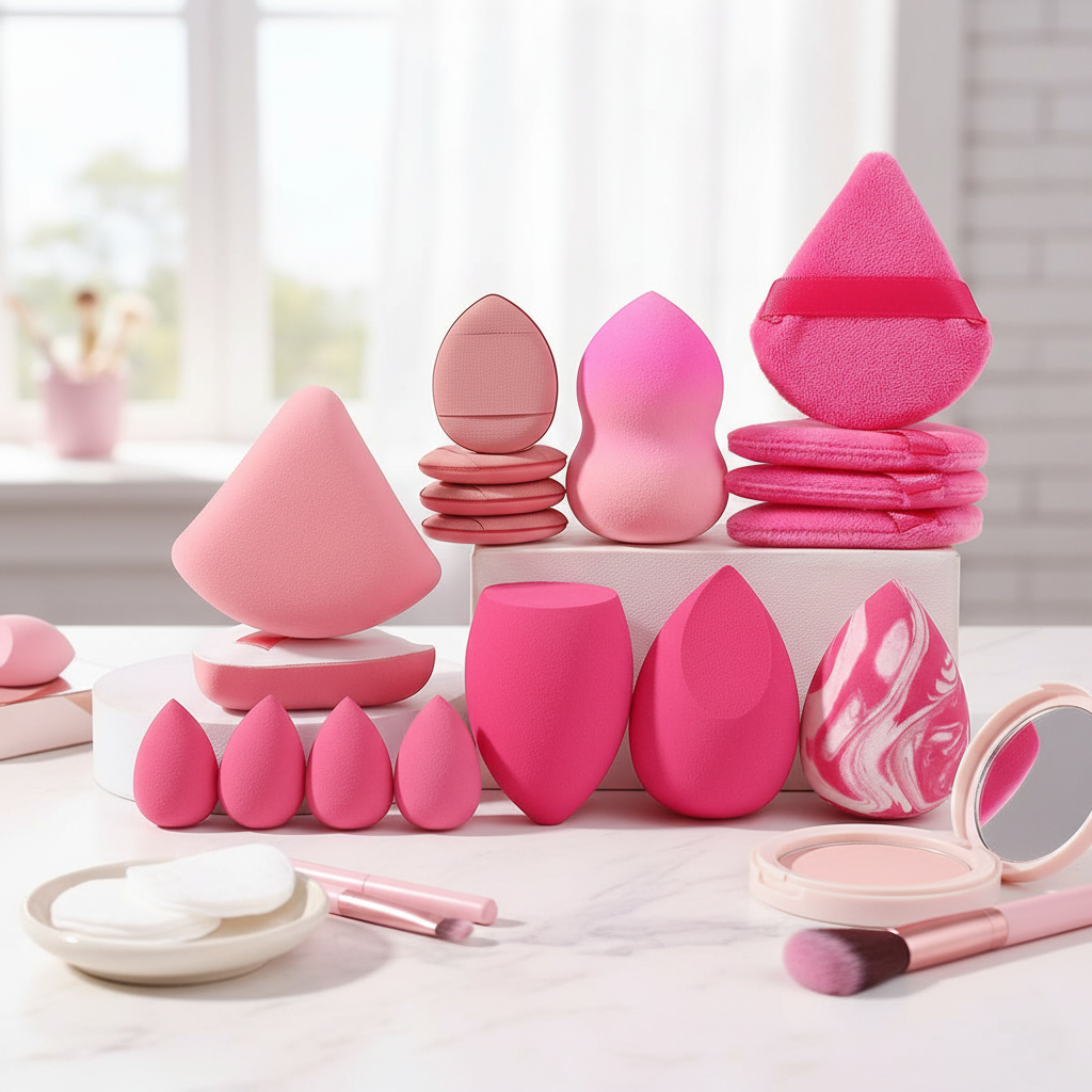 18-Piece Makeup Sponge and Puff Set: Powder Puffs, Finger Puffs ...