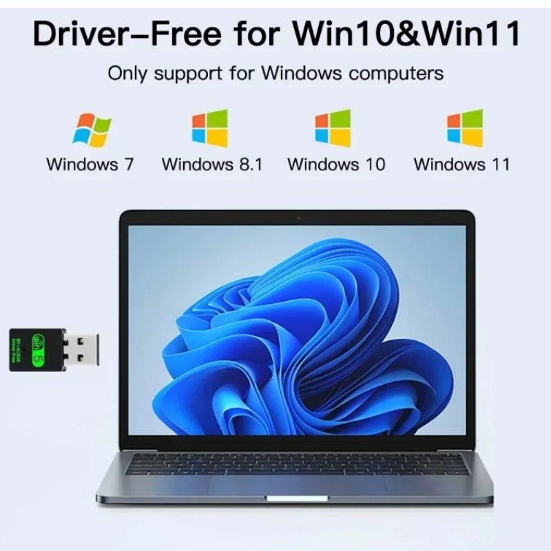 600Mbps Dual Band 2.4GHz 5GHz USB Wi-Fi Adapter Wireless Network Dongle ...