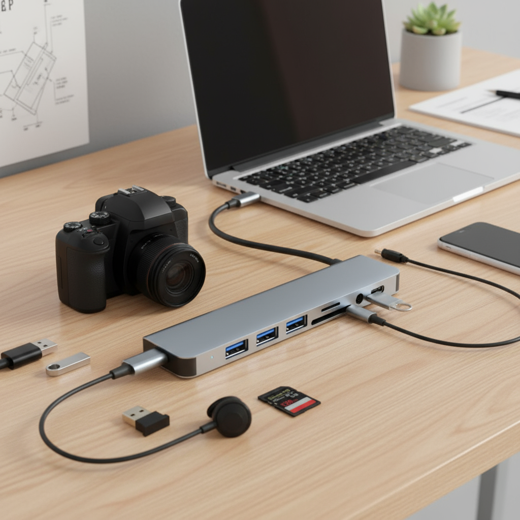 Type C USB Expander 8-Port Hub with 3.5mm Audio and PD Output, TF SD ...