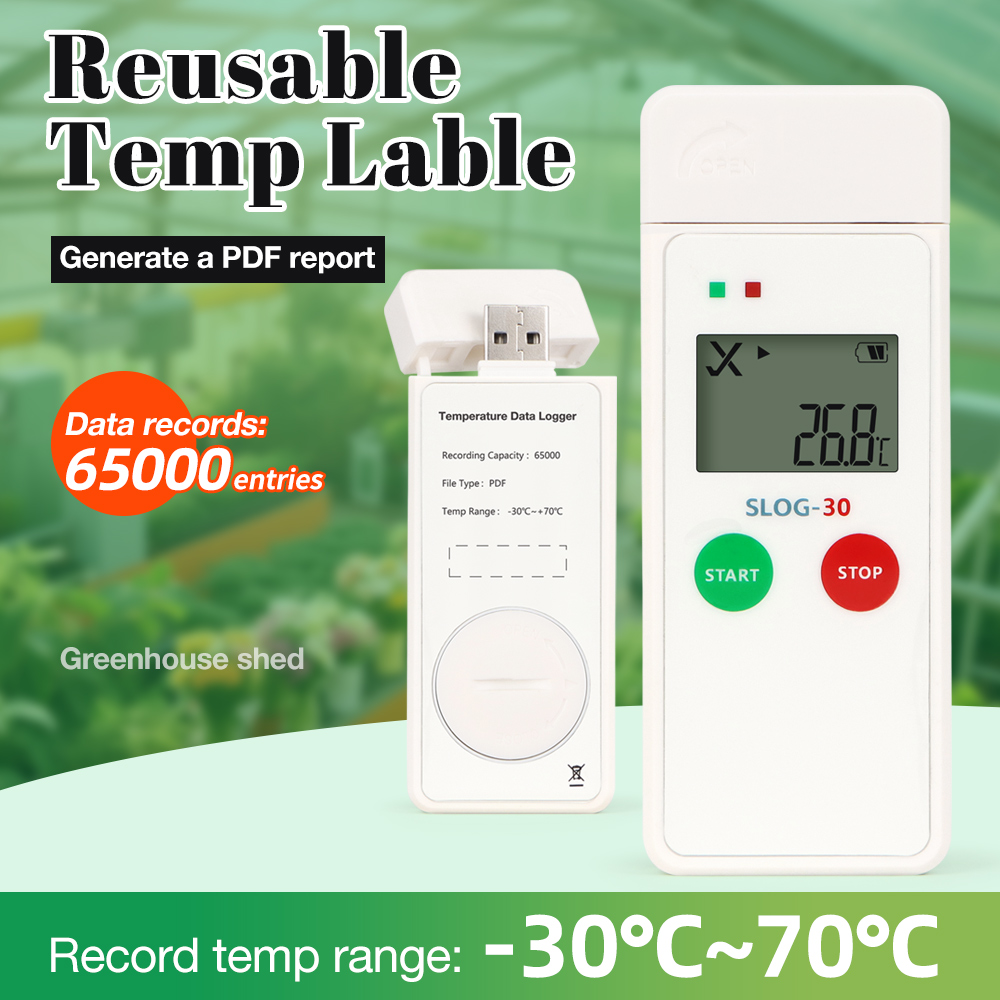 One Piece Reusable Temperature Data Logger Digital USB PDF Report Temp Sensor 65000 Points High ...