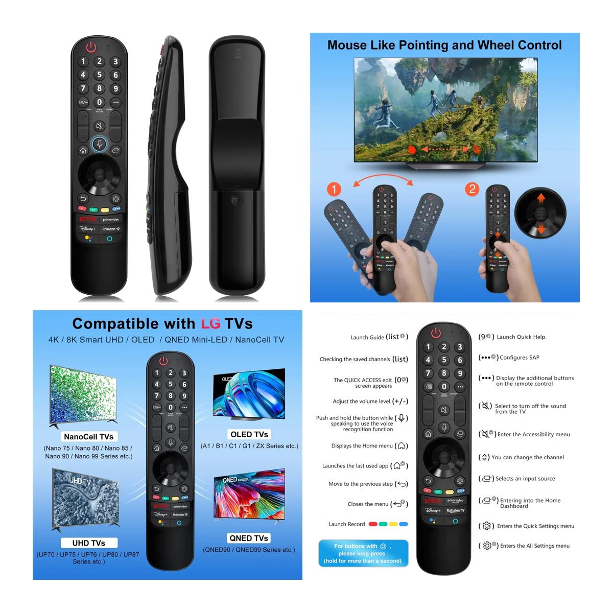 LG Magic Remote MR21GA Replacement with Voice and Pointer for LG Smart ...