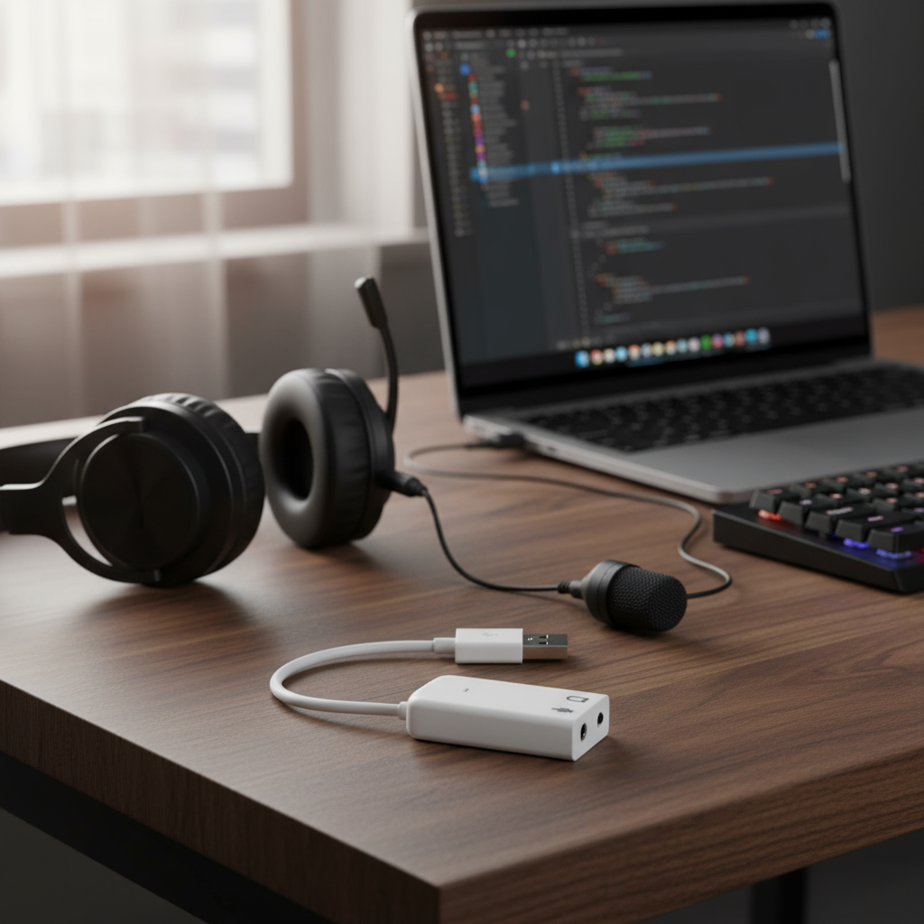 USB External Audio Adapter Sound Card with 3.5mm Mic and Headset Jacks ...