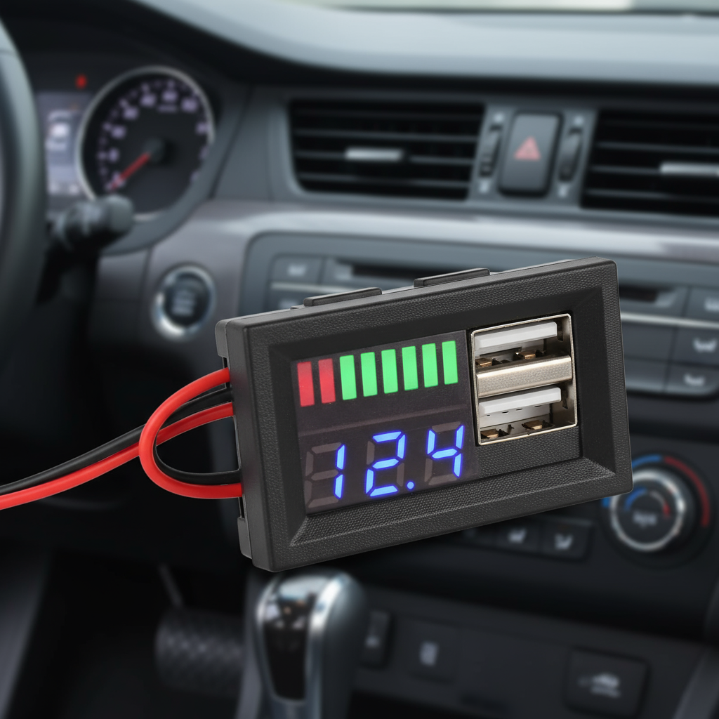 Double USB 5V 2A Car Voltage Meter Display 12V-24V 3S-7S Lithium ...