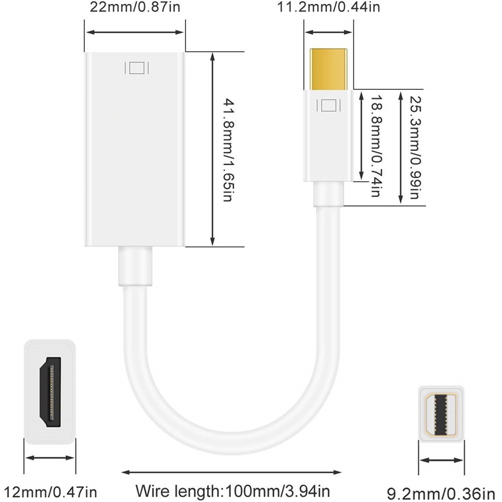 Mini DisplayPort to HDMI Adapter 4K Mini DP Male Converter for Macbook ...