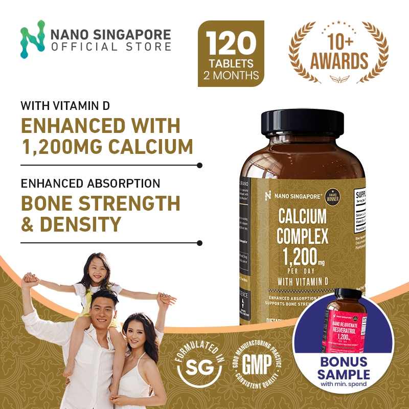 Calcium Supplement [120 tablets] Nano Calcium Complex 1200mg w/ Vitamin ...