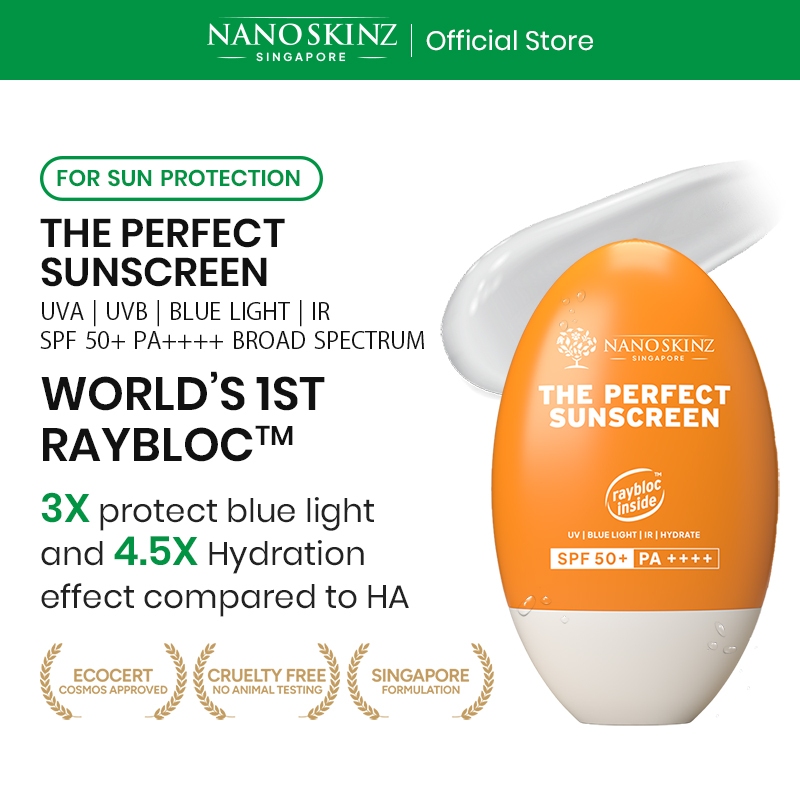 Nano Skinz SG Perfect Sunscreen SPF50+ 50ML - UVA, UVB, Blue Light Sun ...