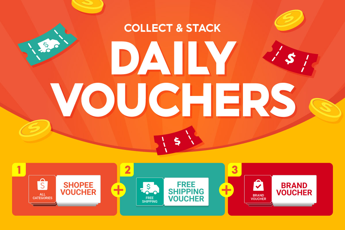 Collect & Stack Shopee Daily Vouchers With Free Shipping Vouchers For ...