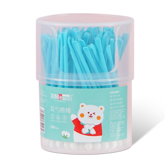100 sticks/barrel Double-headed ear spoon cotton swabs Dual-use makeup ...