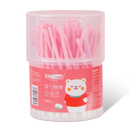 100 sticks/barrel Double-headed ear spoon cotton swabs Dual-use makeup ...