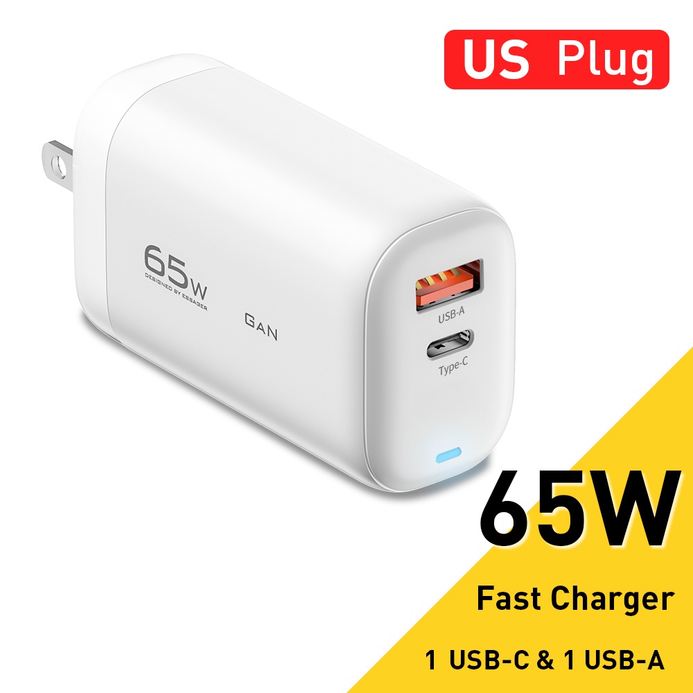 Essager 65W UK Plug GaN Charger Quick Charge QC 3.0 PD3.0 Type C Fast ...