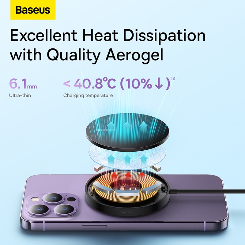 Baseus 15/7.5W Magnetic Wireless Charger for iPhone 14 13 12 Samsung ...