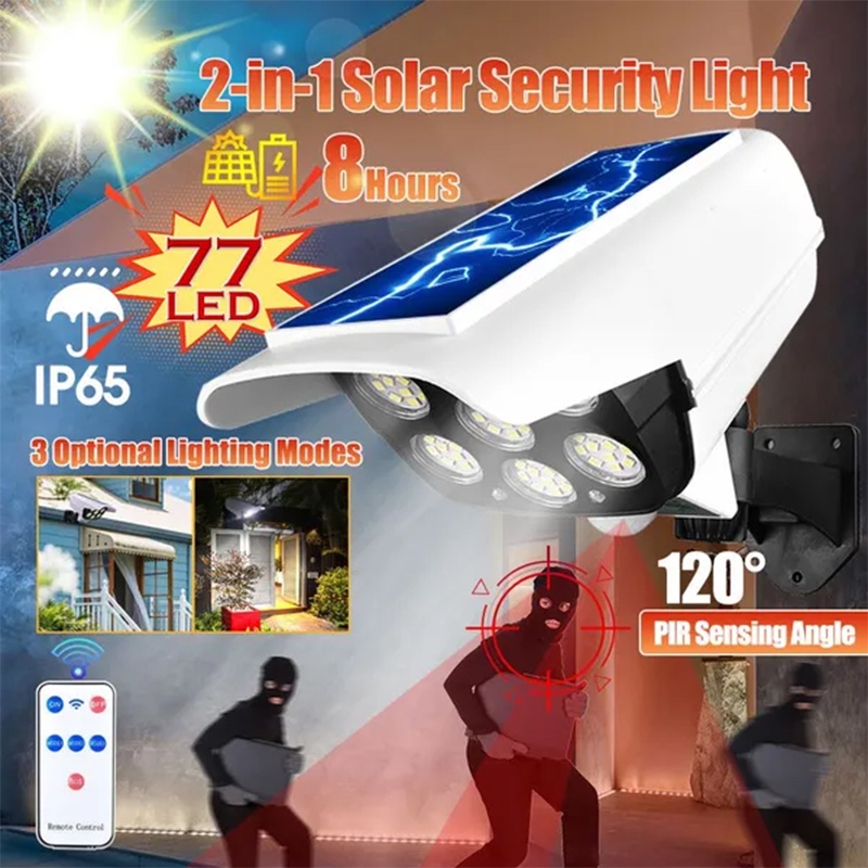 77 LED Solar Light Motion Sensor Security Dummy Camera Wireless Outdoor ...