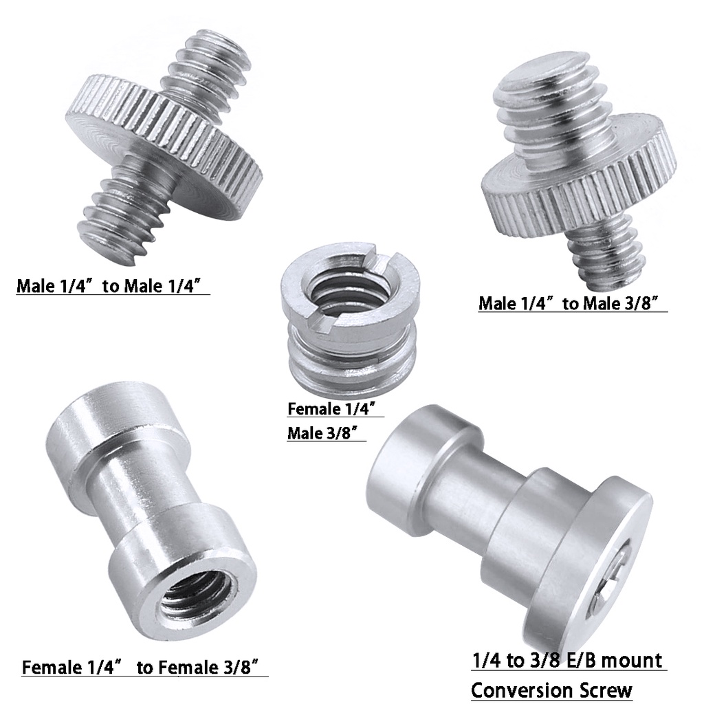 XT-XINTE 5 in 1 Durable Male Female Screw Adapter 1/4" 3/8" Thread E/B ...