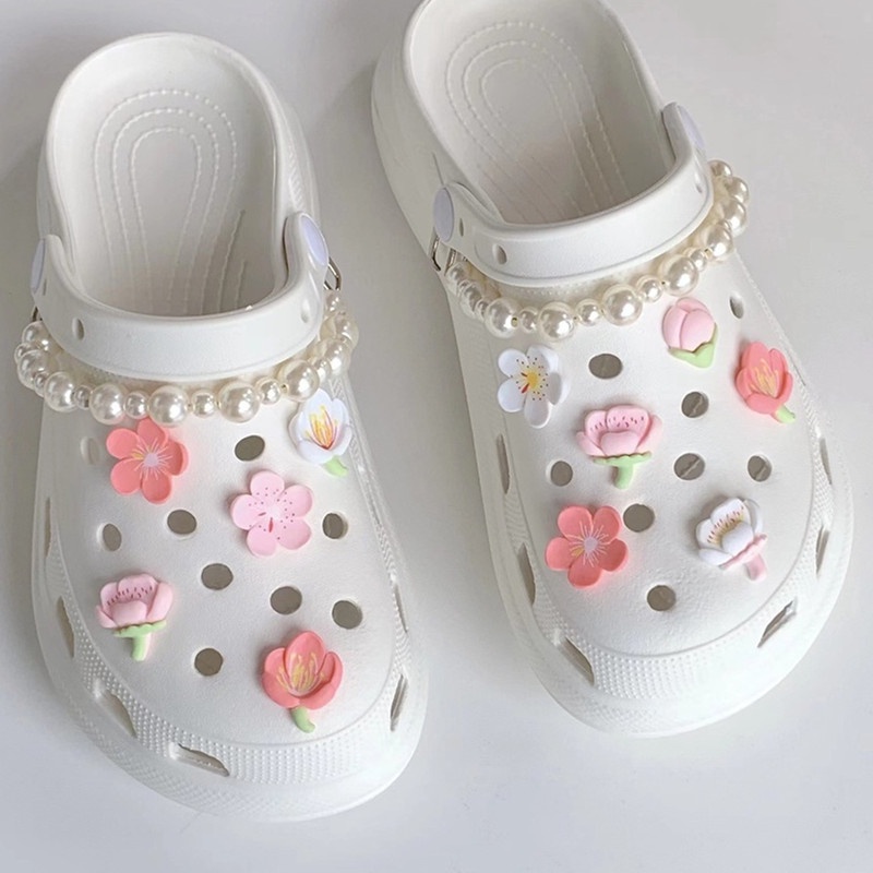 12pcs/set Croc Charm Ins Small Fresh Cherry Flower Diy Hole Shoes Jibz ...