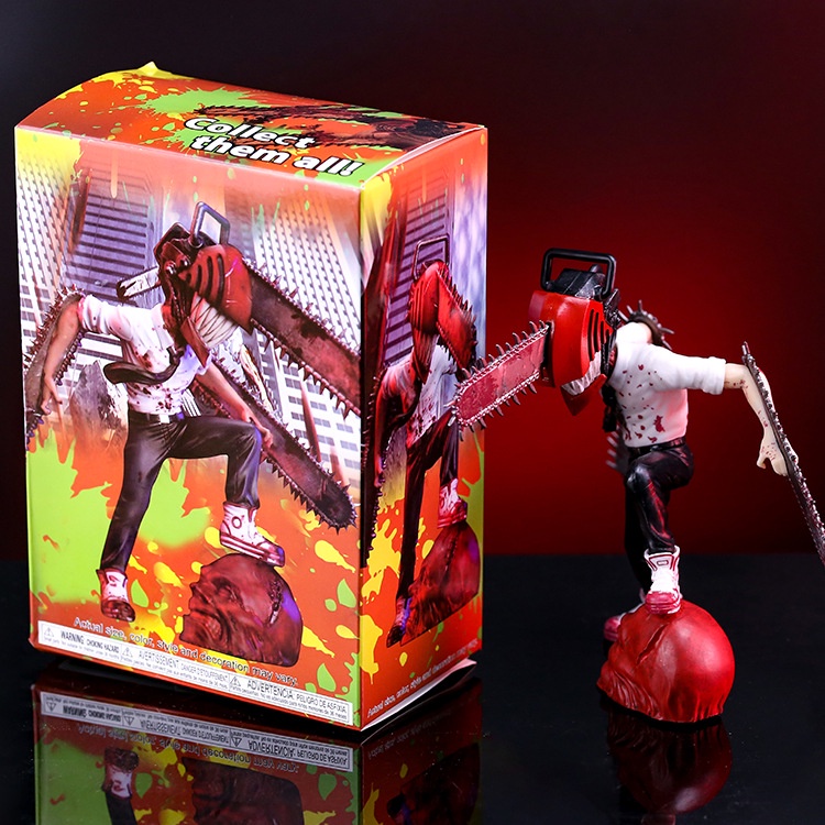 17CM Japan Hot Anime Chainsaw Man Denji Figure PVC Cool Chainsaw Helmet ...