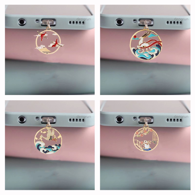 cute lucky landscape painting mobile phone charm anti dust plug iphone ...