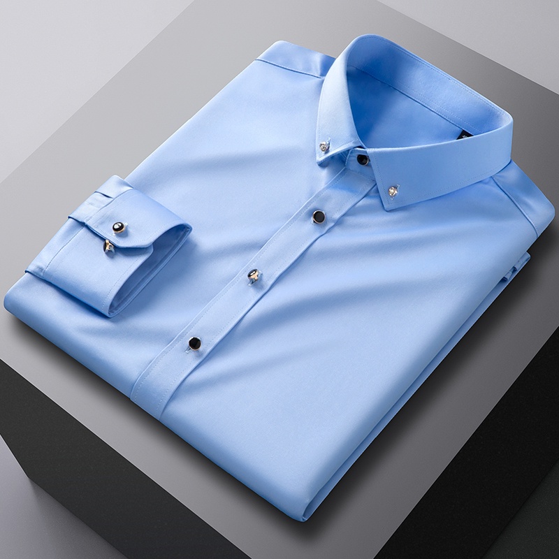Casual Long Sleeve No Ironing Social Office Business Work Formal Men ...