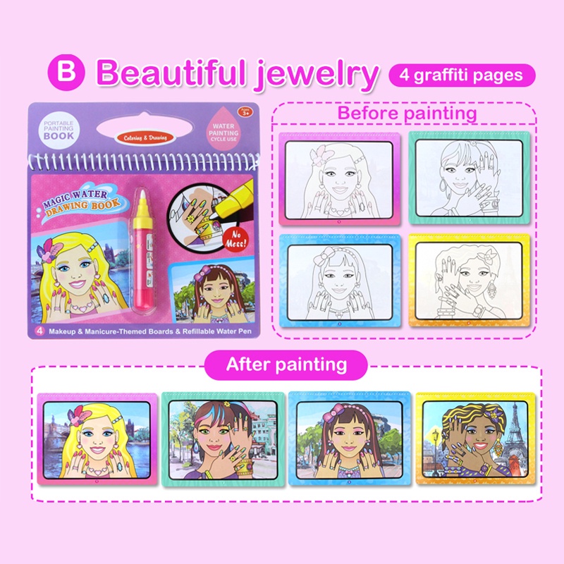 [SG Stock] Reusable Magic Water Pen Drawing & Colouring Book for Kids ...