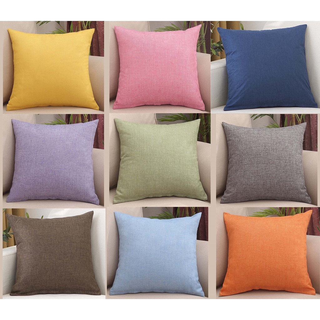 Thickened linen double-sided solid color simple large pillow bay window ...