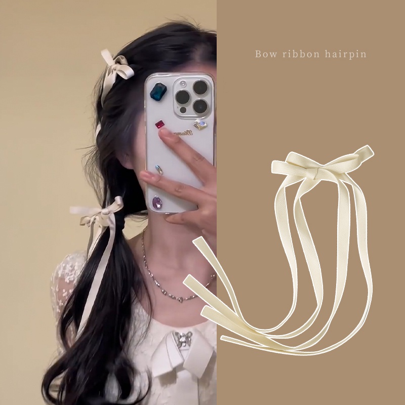 Korean Style Bow Ribbon Hair Clip - Y2K Balletcore Princess Hairpin for ...
