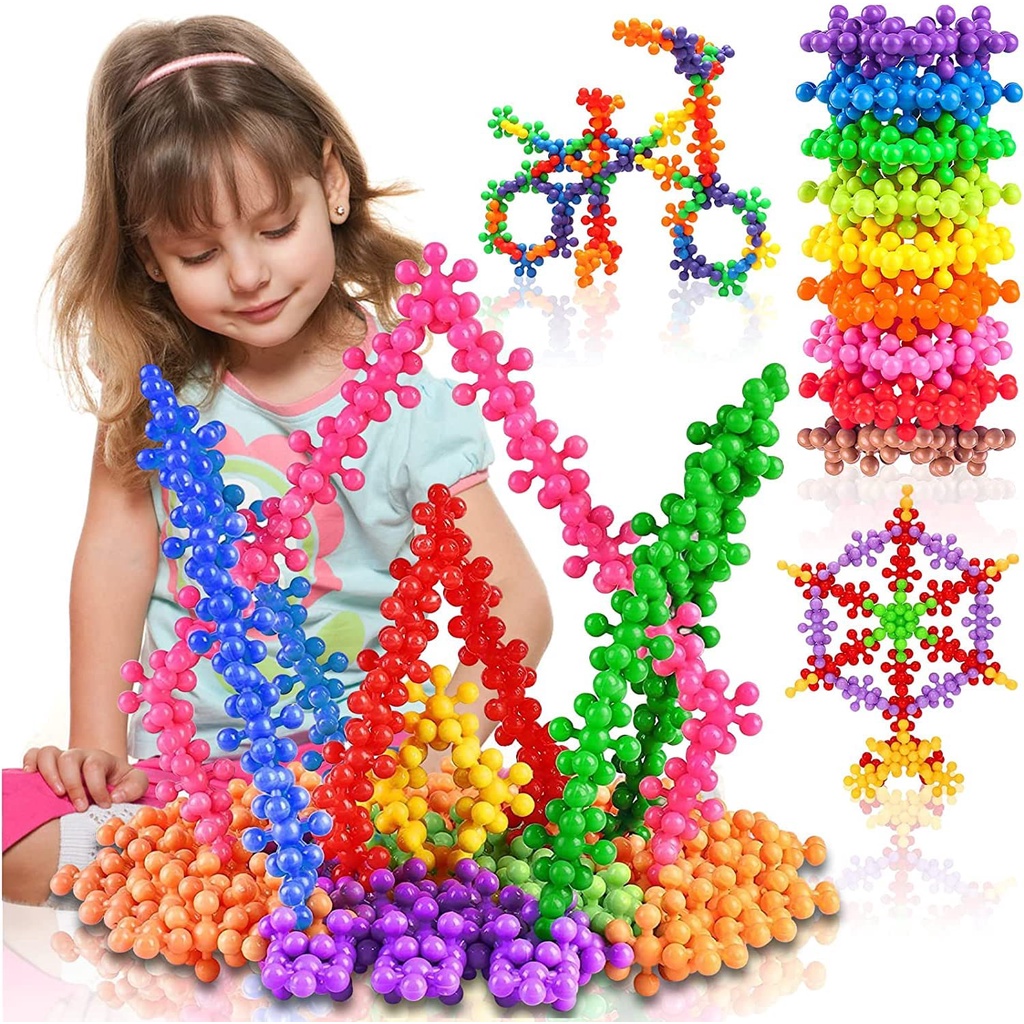 100 Pieces Interlocking Building Blocks Kids STEM Educational Building ...
