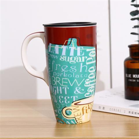 Personality Mug Water Cup 1000ml L Porcelain Cup Mug with Cover Spoon ...