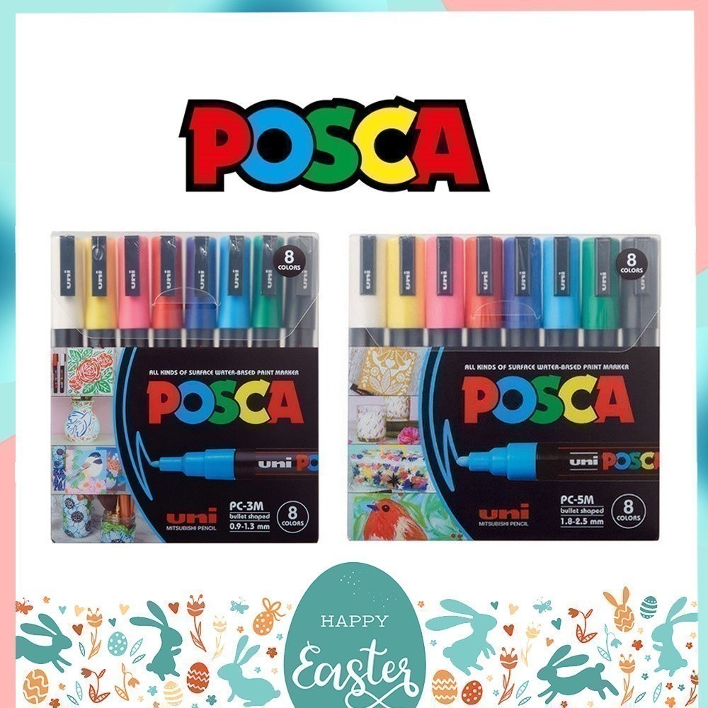 UNI Marker Model POSCA 3M And 5M Set Of 8 | Shopee Singapore