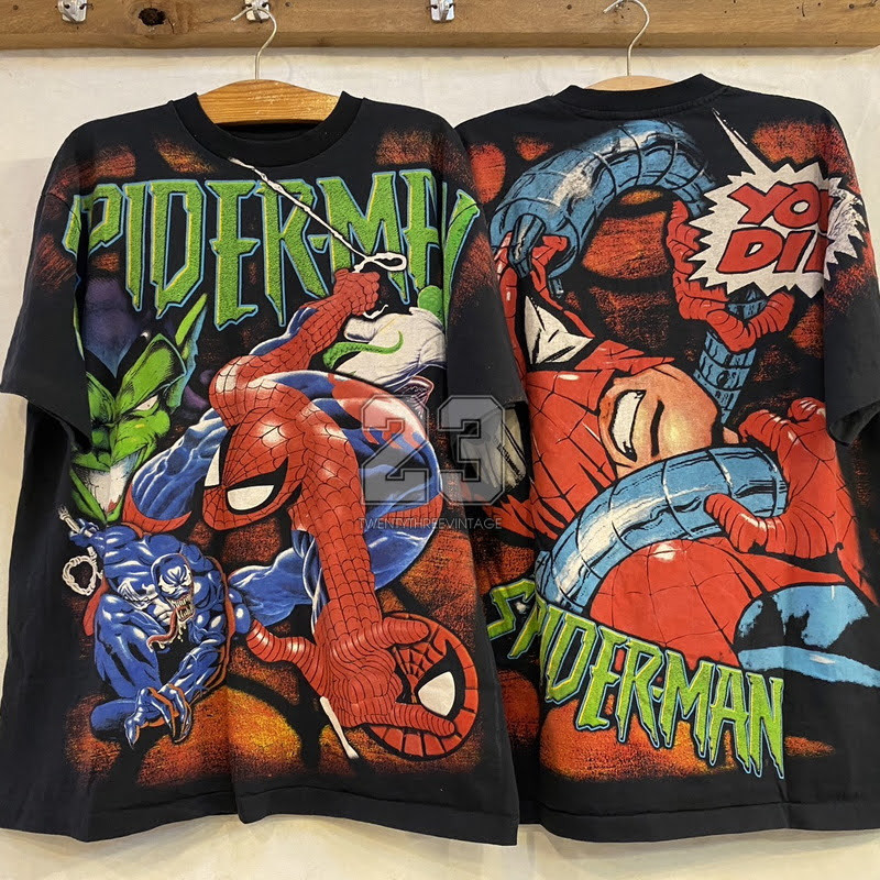 [23] SPIDERMAN MAVEL COMIC style Bio Washed OVP tag Bootleg Authentic ...