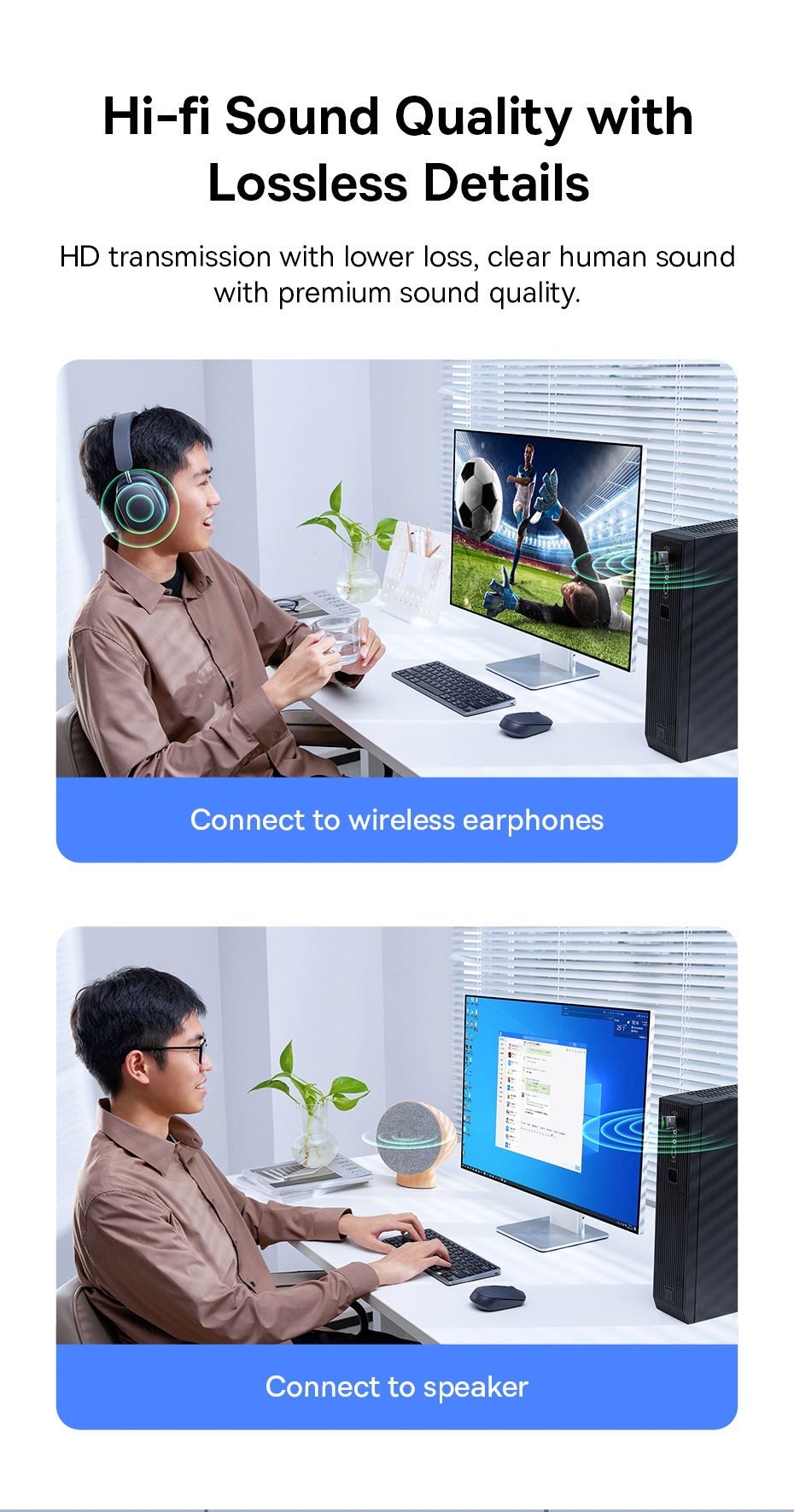 Baseus BA07 USB Bluetooth Adapter Bluetooth 5.3 for PC Laptop Wireless ...