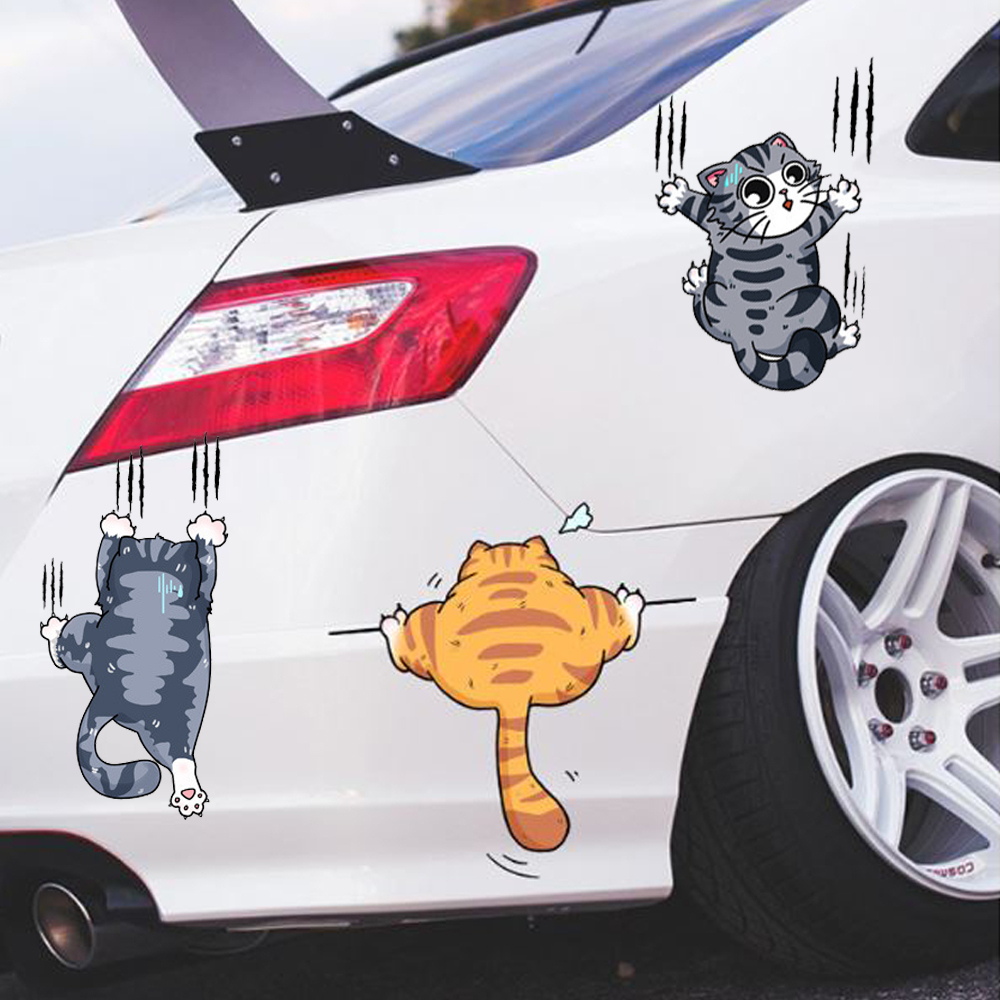 3 Figure/Set!! Cute Cat Sticker Waterproof Funny Pattern Car Stickers ...