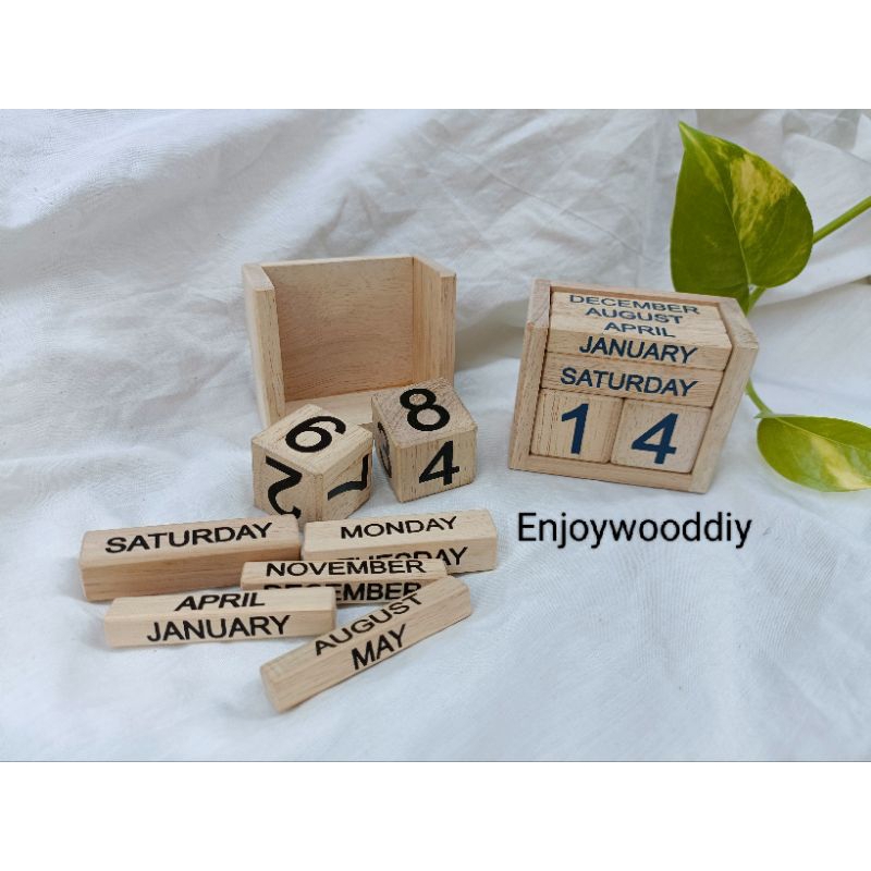 Wooden Calendar Desk Sliding Day Of The Year No Expiration Made Of A ...