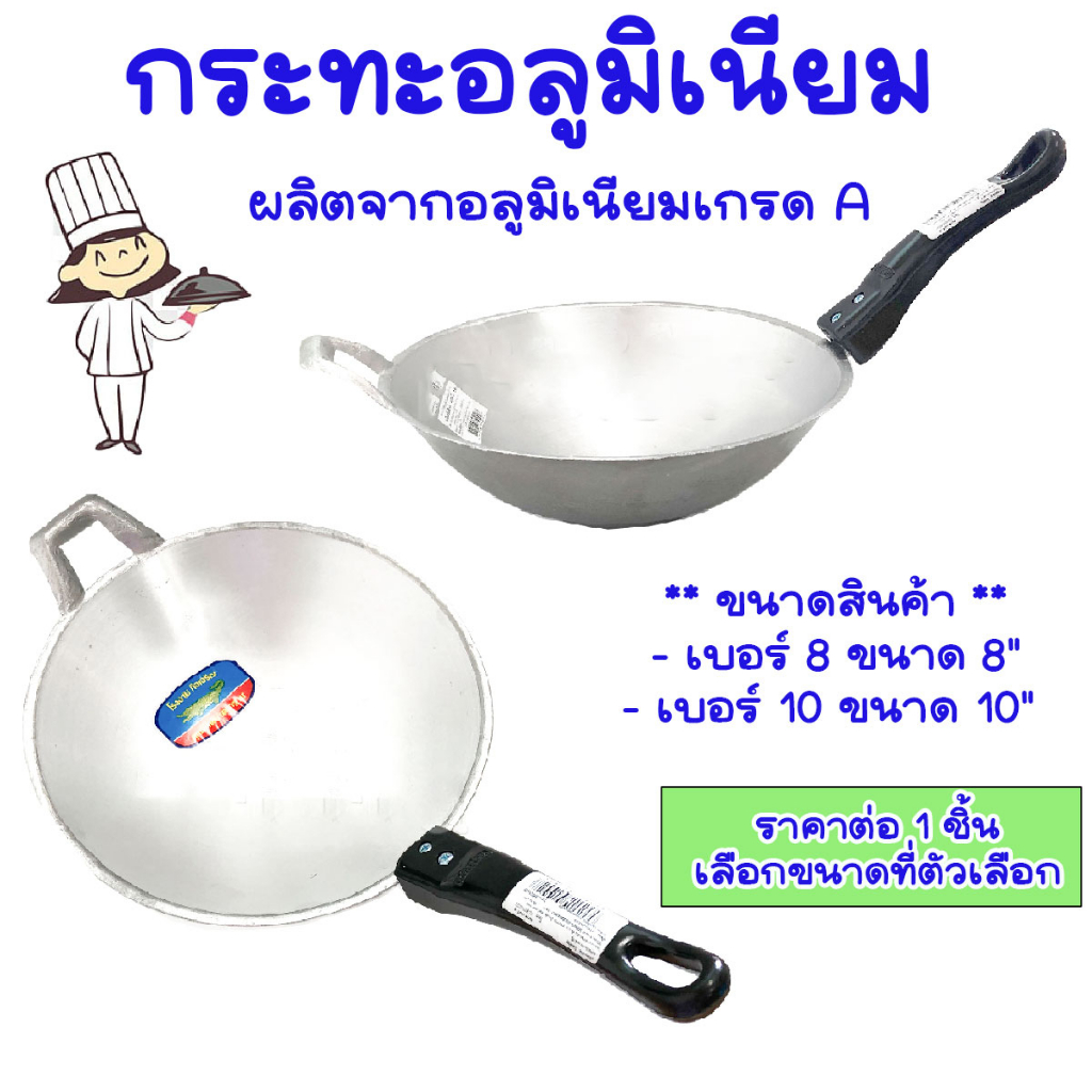 Frying Pan Aluminum Polished Chinese Wok No. 8 And 10 Double-Eared ...