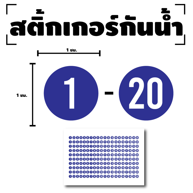 Number Stickers (Numbers 1-20) Size 1x1 Cm. Blue White 1 Sheet 200 ...