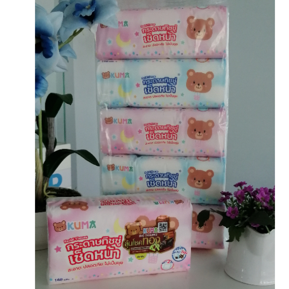 Kuma Kuma 168 1 Pack/5 Facial Tissue Clean Fit Safe And Safe No Flaking ...